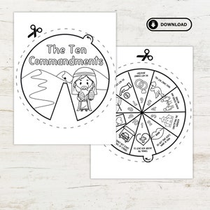 Ten Commandments Coloring Wheel | Bible Story Wheel | Printable Bible ...
