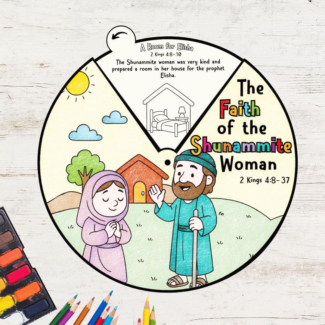 The Faith of the Shunammite Woman - Coloring Wheel | Bible Story Activity for Kids | Christian ...