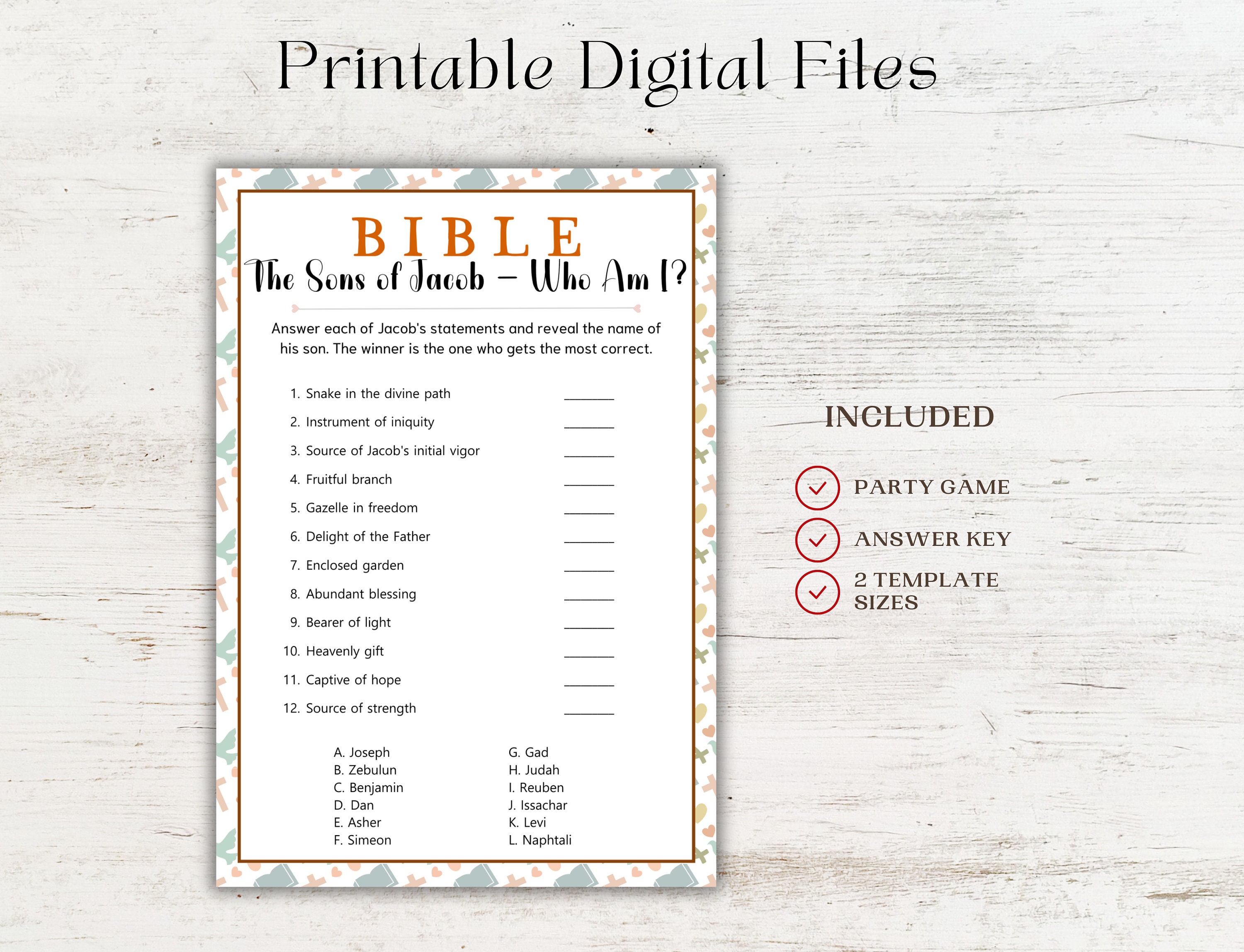 Bible Games, the Sons of Jacob - Who Am I Game | Bible Games for Kids ...