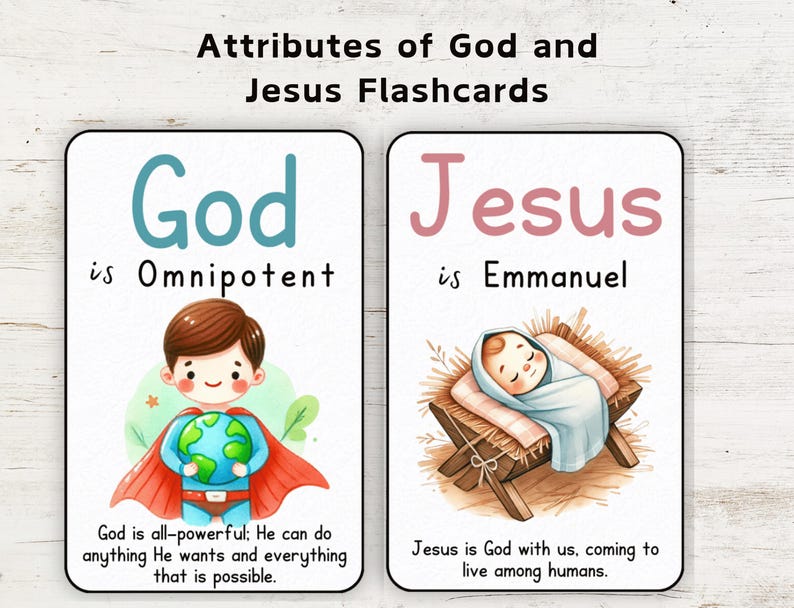Attributes of God and Jesus Flashcards for Kids | Christian Education ...
