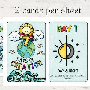 7 Days of Creation Educational Cards, Activity for Kids, Christian ...