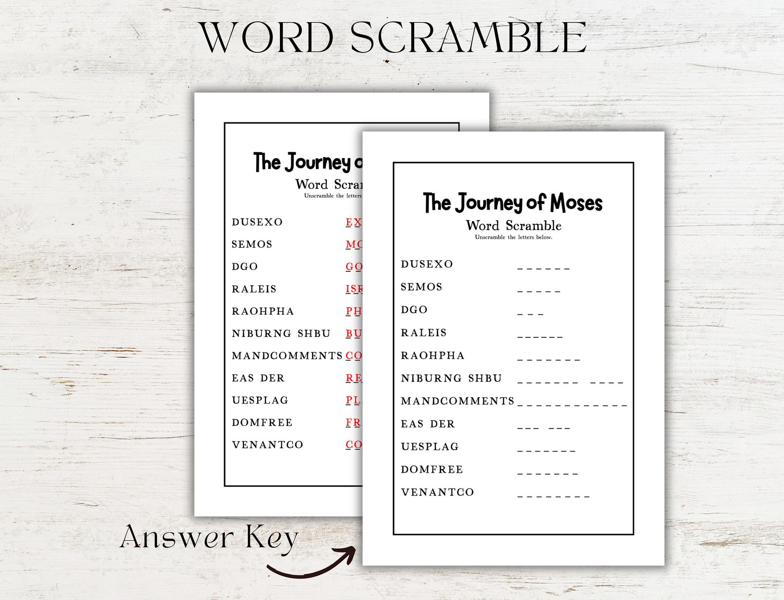 The Journey of Moses Activity Pages for Kids, Printable Kids Bible ...