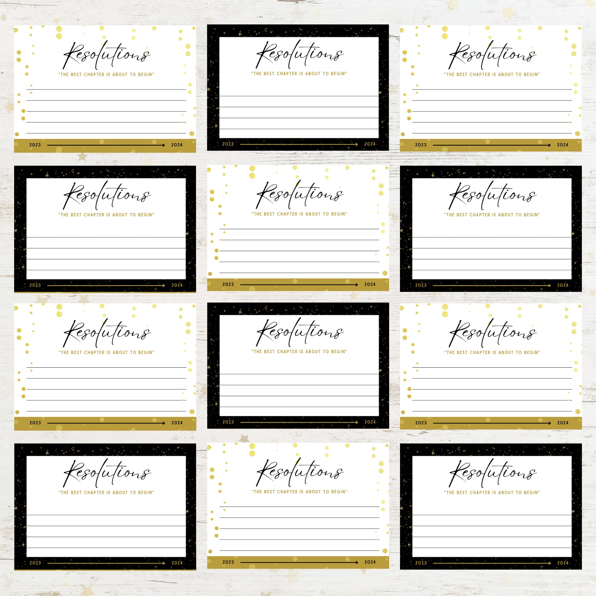 New Years Eve Resolution Cards Printable Instant Download NYE Party ...