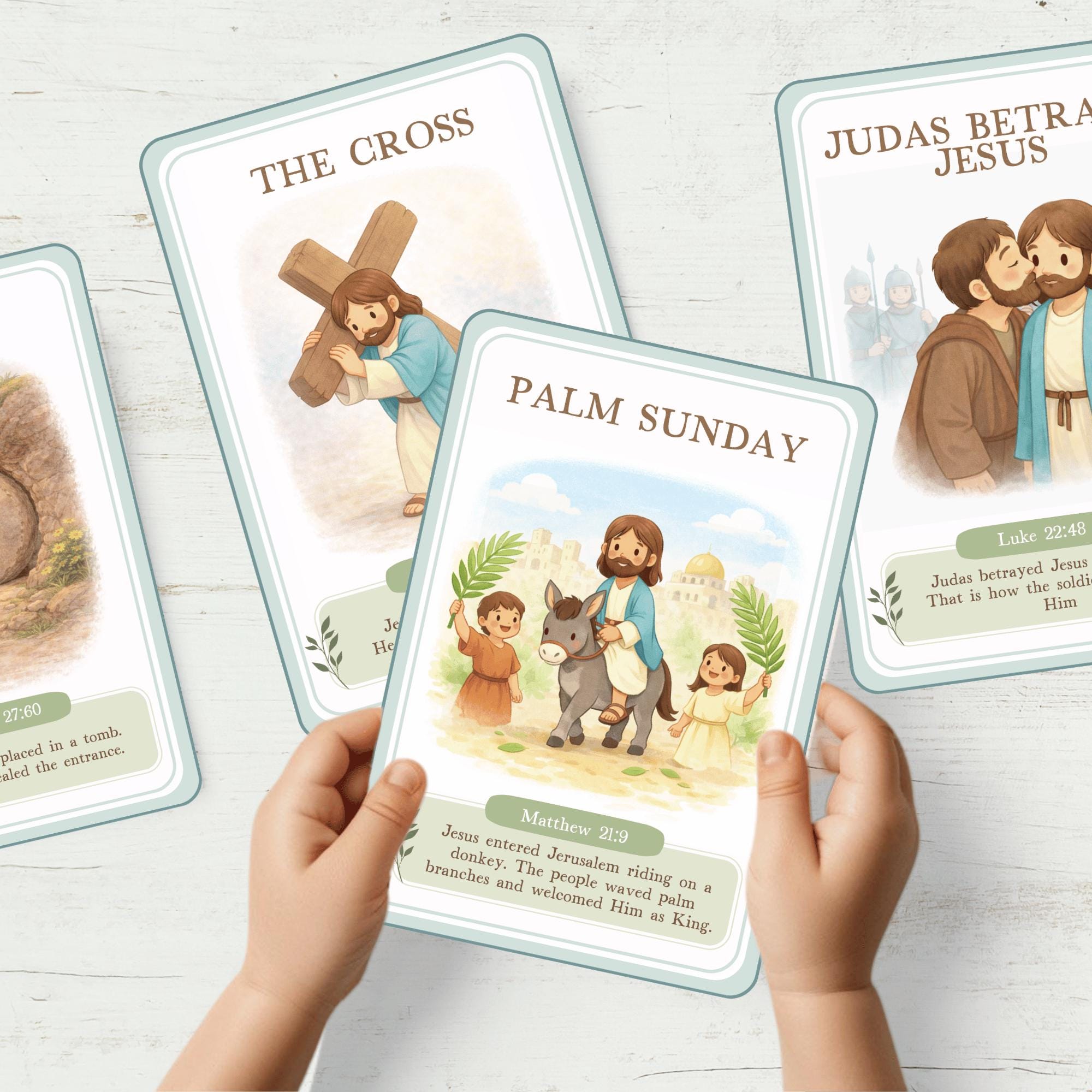 Holy Week Bible Story Cards for Kids, Easter Story Printable, 14 Holy ...