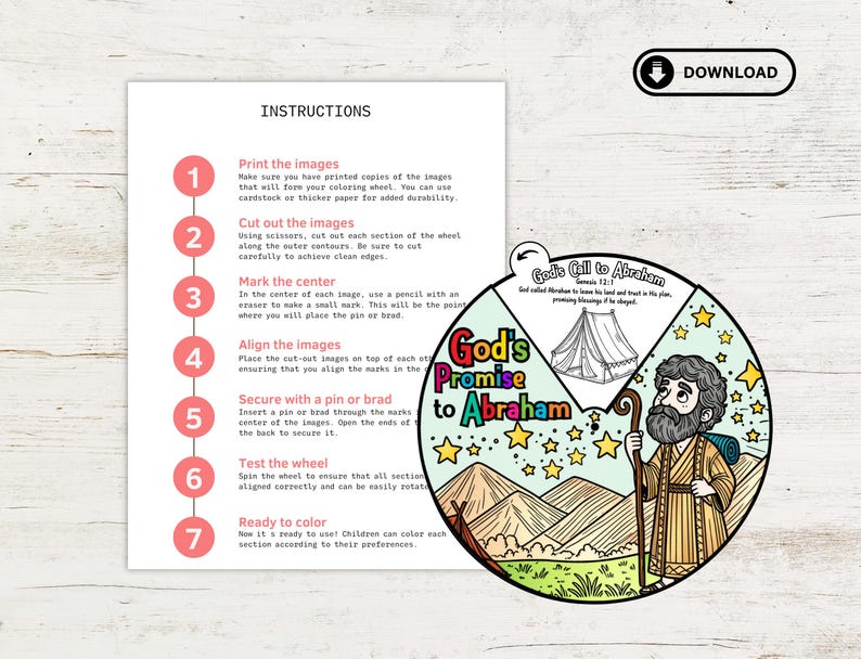 God's Promise to Abraham Coloring Wheel | Bible Story Activity for Kids ...