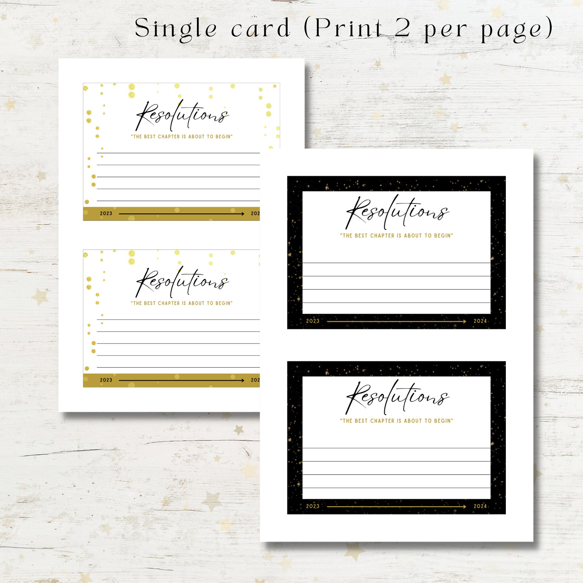 New Years Eve Resolution Cards Printable Instant Download NYE Party ...