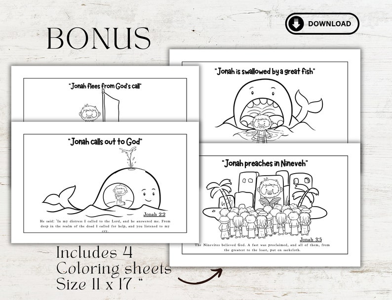 Jonah and the Great Fish Placemat, Bible Crafts and Activities for Kids ...