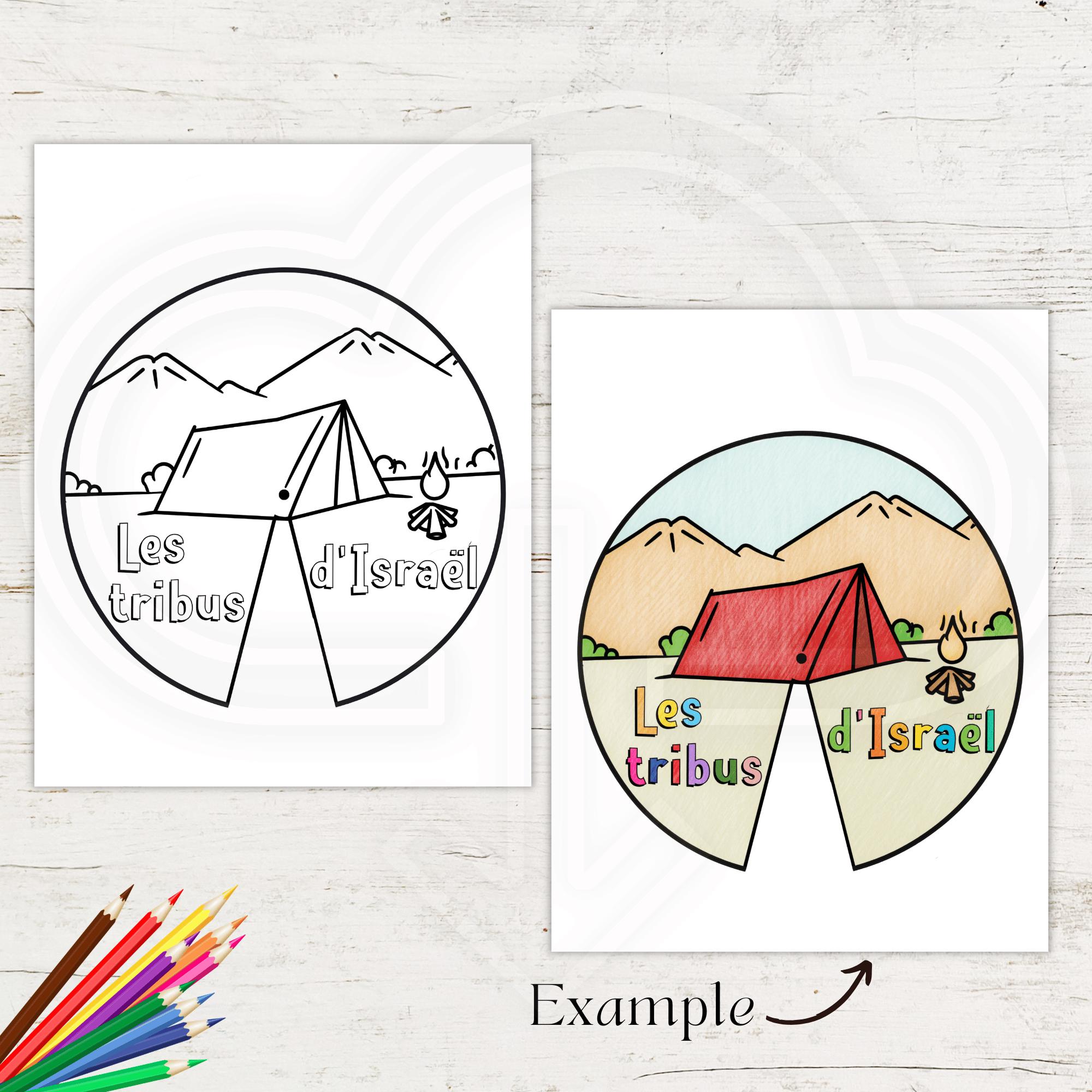 12 Tribes of Israel Coloring Wheel IN FRENCH | Bible Story Wheel ...