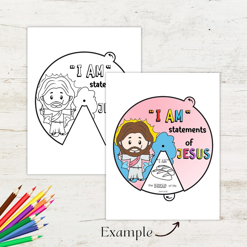 I Am Statements of Jesus Coloring Wheel Printable Bible Activity ...