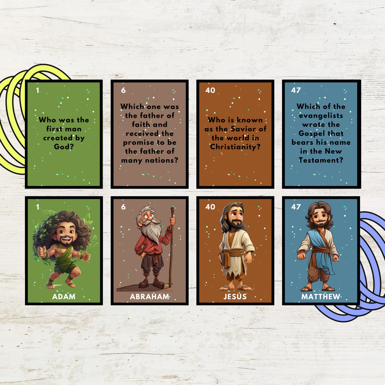 Bible Memory Game Match 54 Bible Characters Printable Bible Pairs ...
