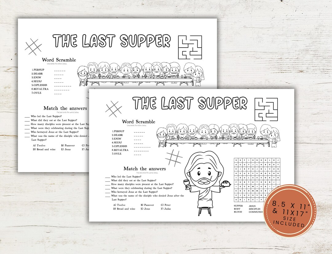 The Last Supper Story Activities, Holy Week Activities for Kids, Bible ...