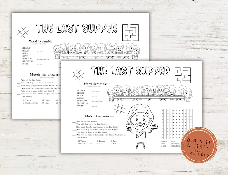 The Last Supper Story Activities, Holy Week Activities for Kids, Bible ...