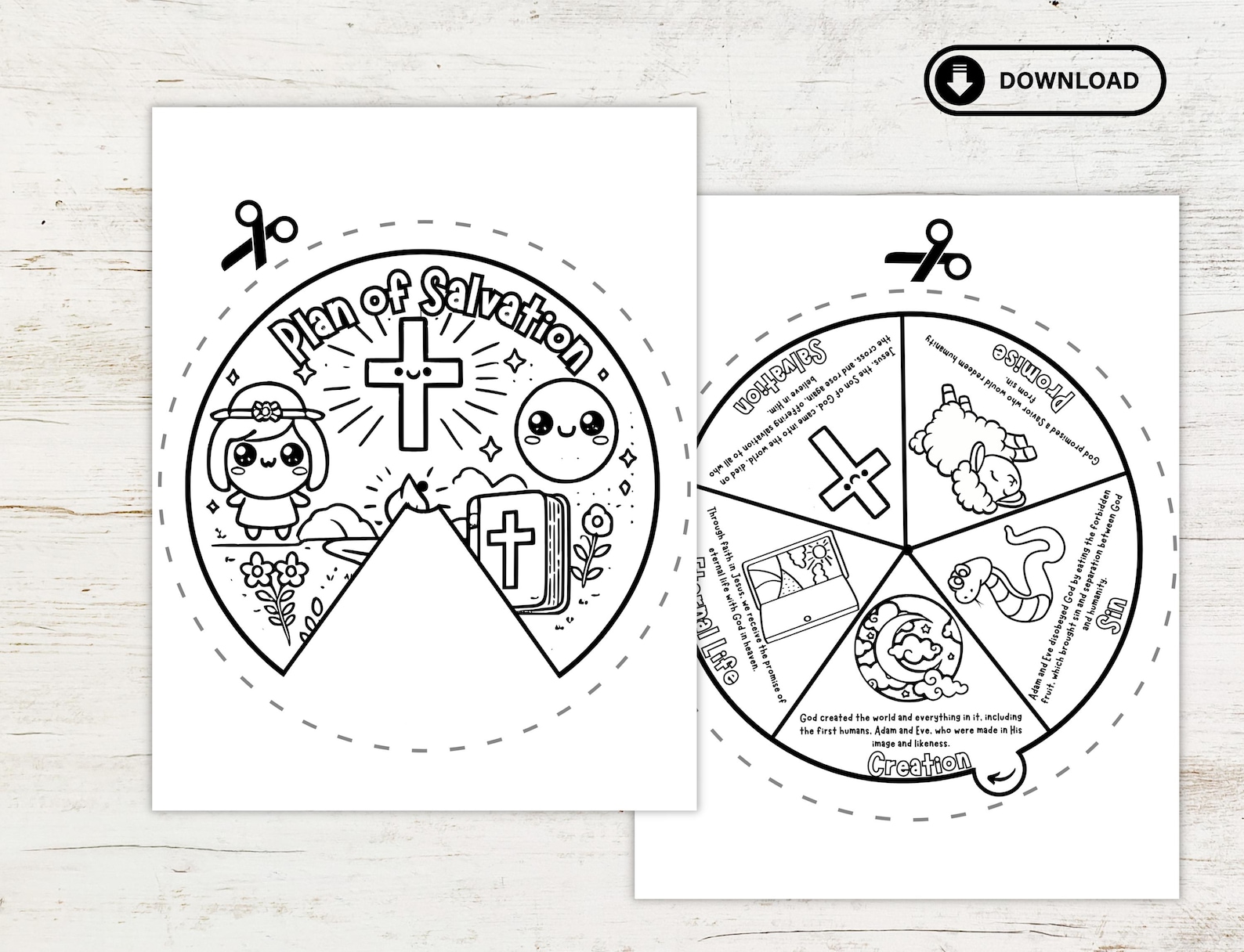 Plan of Salvation Coloring Wheel, Jesus Coloring Wheel, Printable Bible ...