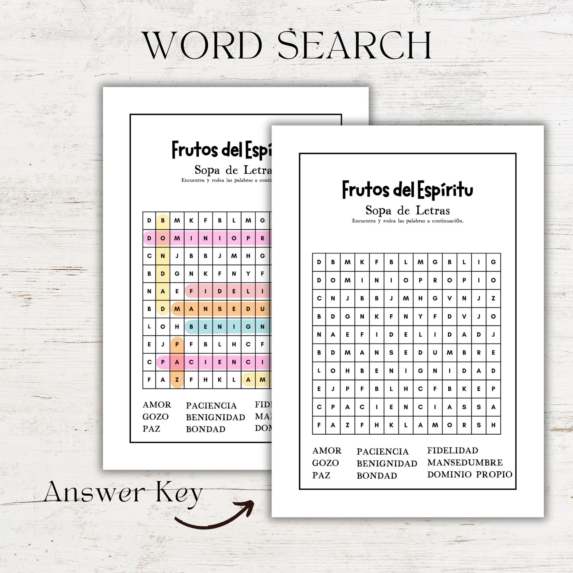 Fruit of the Spirit Activity Pages for Kids IN SPANISH, Printable Kids ...