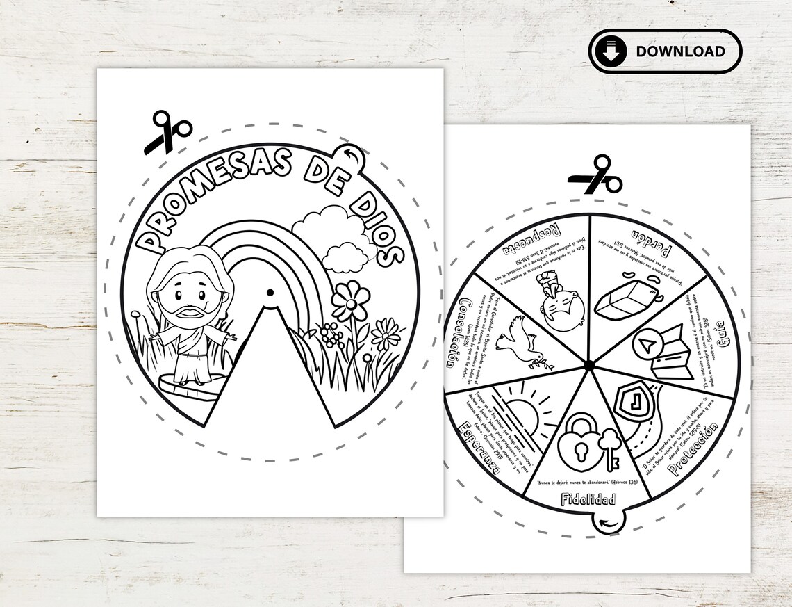 Promises of God Coloring Wheel IN SPANISH, Bible Coloring Wheel ...
