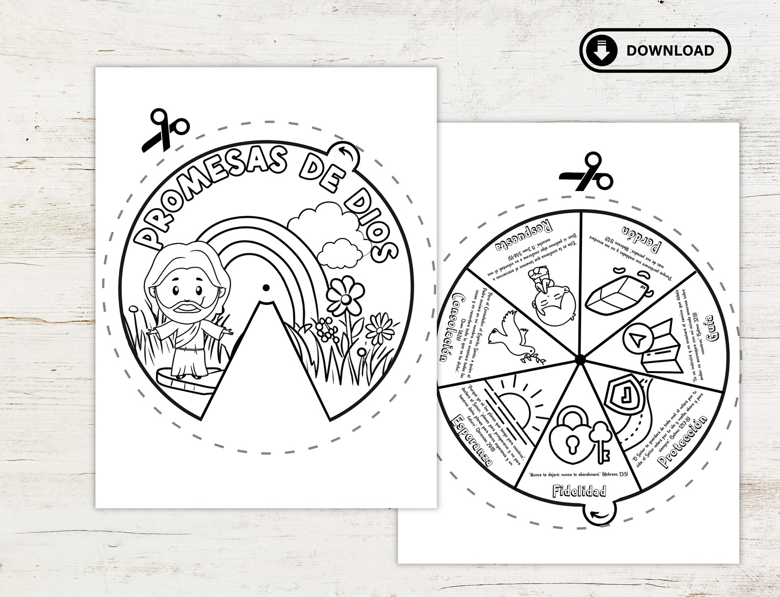 Promises of God Coloring Wheel IN SPANISH, Bible Coloring Wheel ...