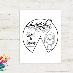 God is Love Coloring Wheel | Bible Story Wheel | 1 Corinthians 13 ...