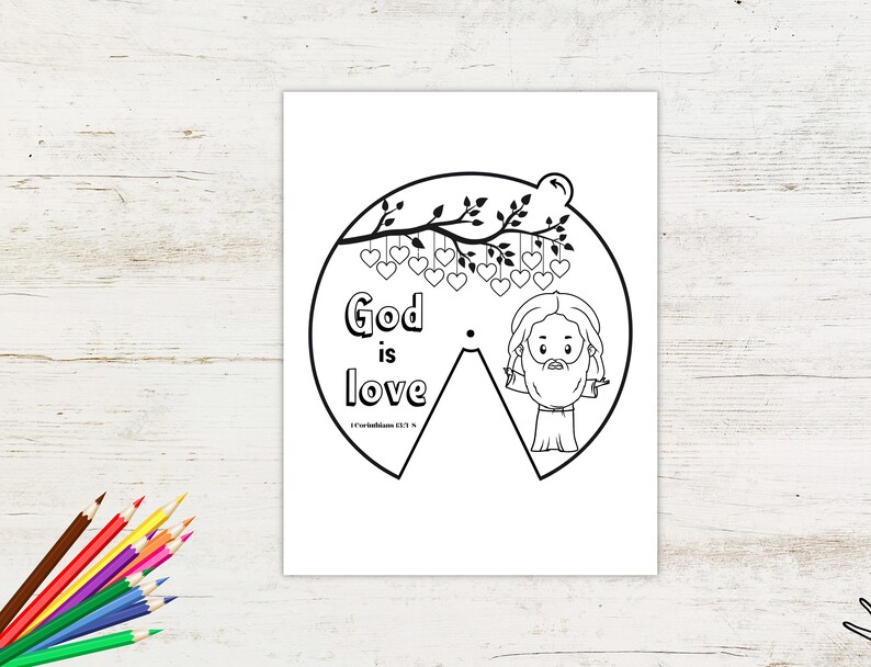 God is Love Coloring Wheel | Bible Story Wheel | 1 Corinthians 13 ...