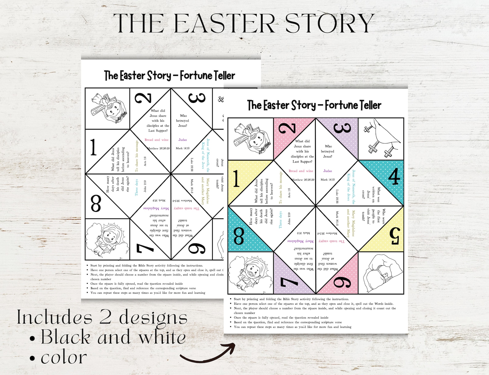 Easter Story | Paper Fortune Teller | Cootie Catcher | Sunday School ...