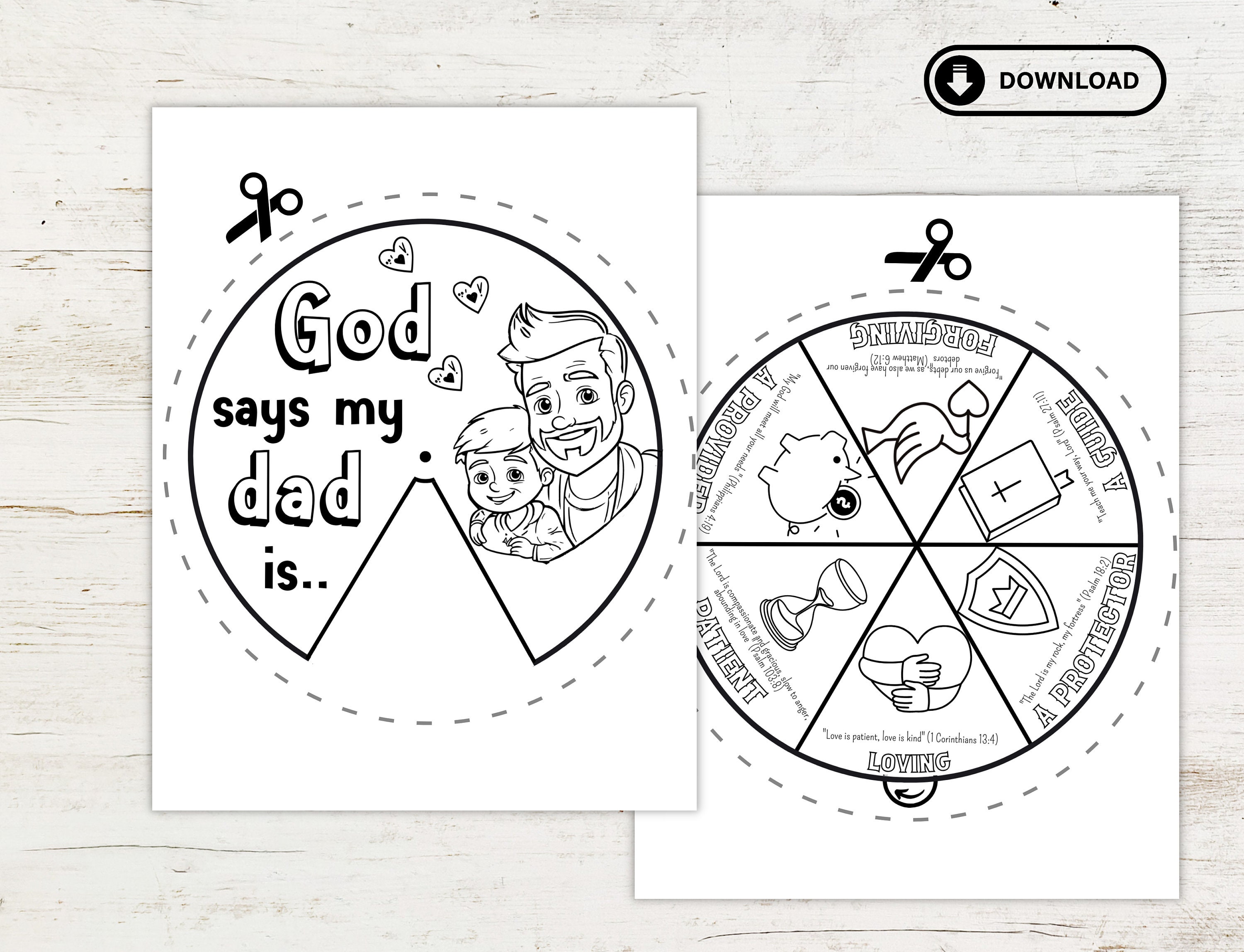 God Says My Dad is - Coloring Wheel, Fathers Day Coloring Wheel ...