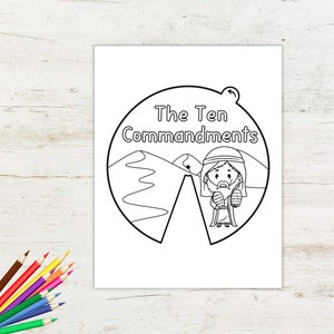 Ten Commandments Coloring Wheel | Bible Story Wheel | Printable Bible ...