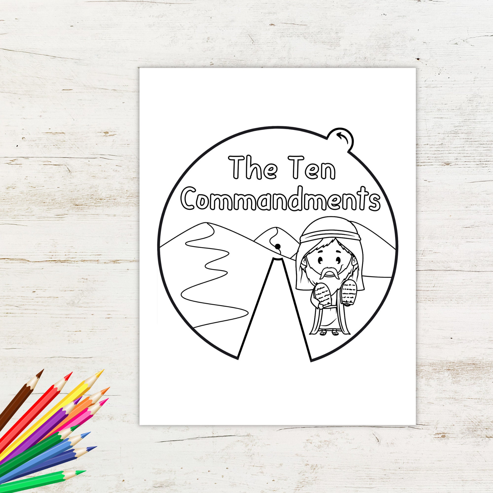 Ten Commandments Coloring Wheel Bible Story Wheel Printable Bible ...