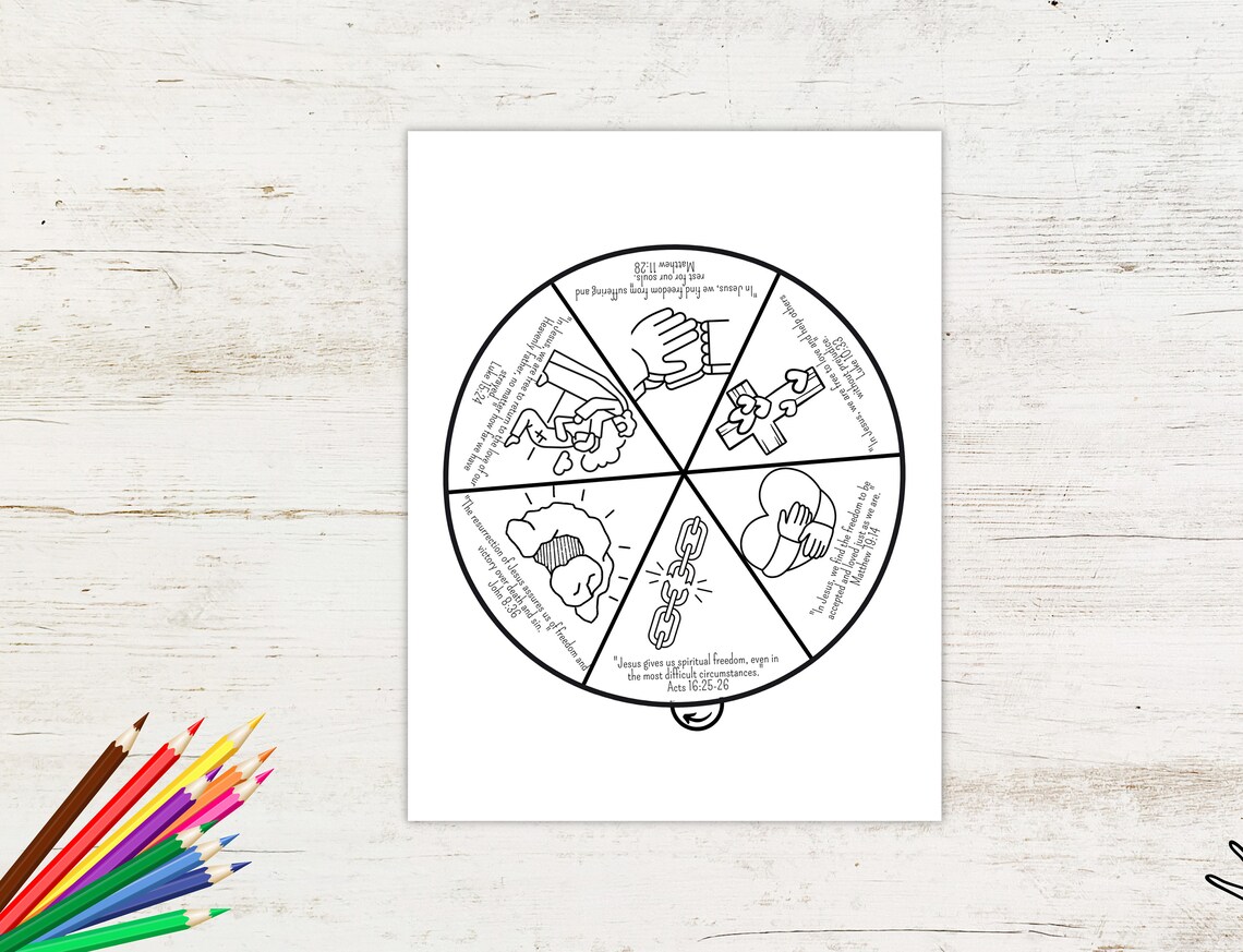 Freedom in Jesus Coloring Wheel, July 4th Coloring Wheel, Printable ...