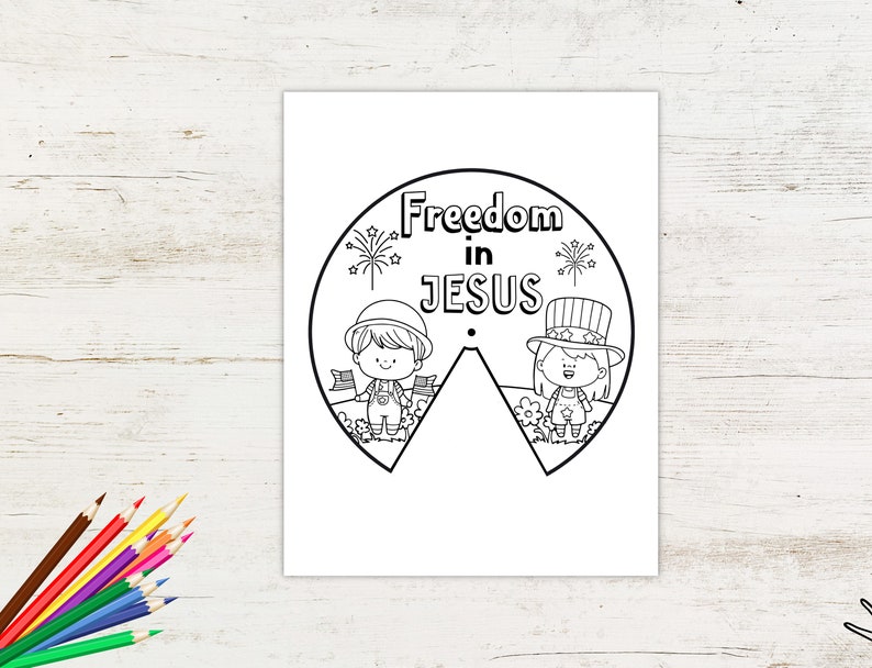 Freedom in Jesus Coloring Wheel, July 4th Coloring Wheel, Printable ...