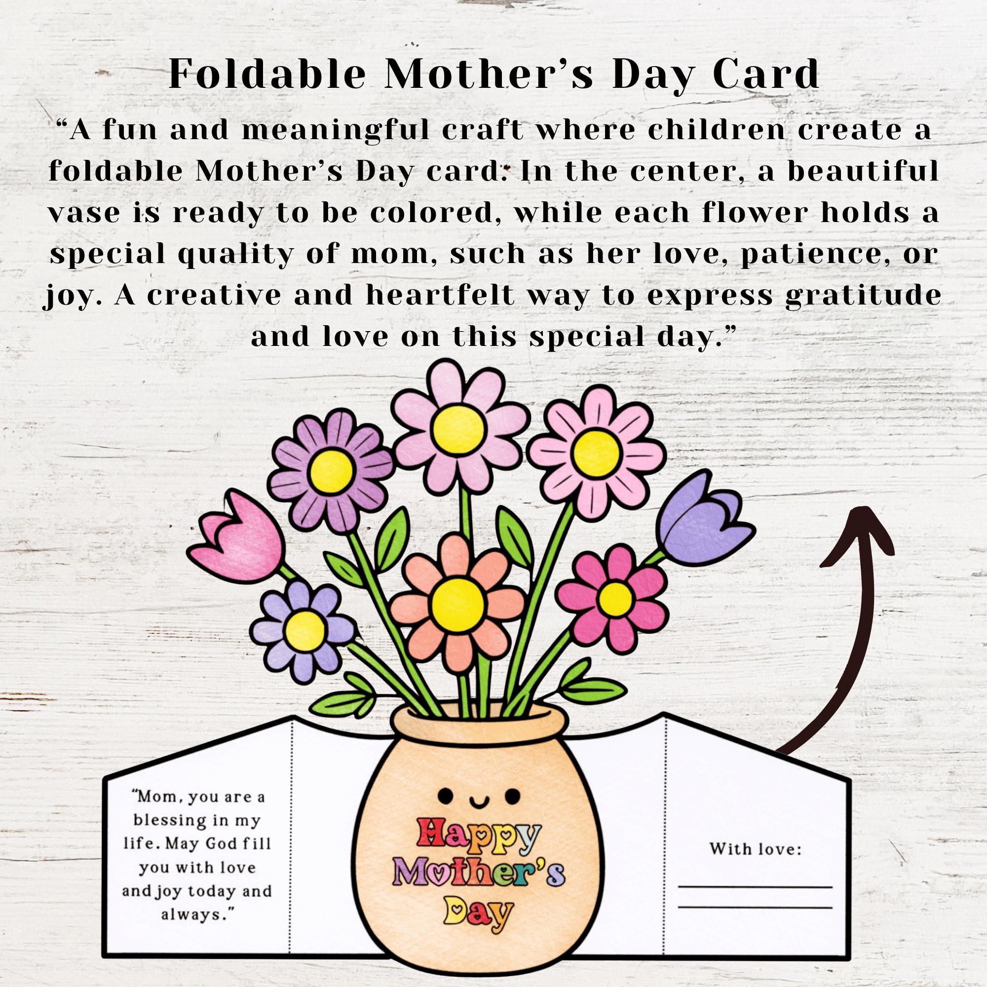 Foldable Mother’s Day Card, Printable Activity, Christian Mother’s Day ...