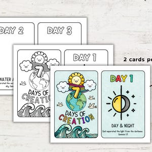 7 Days of Creation Educational Cards, Activity for Kids, Christian ...