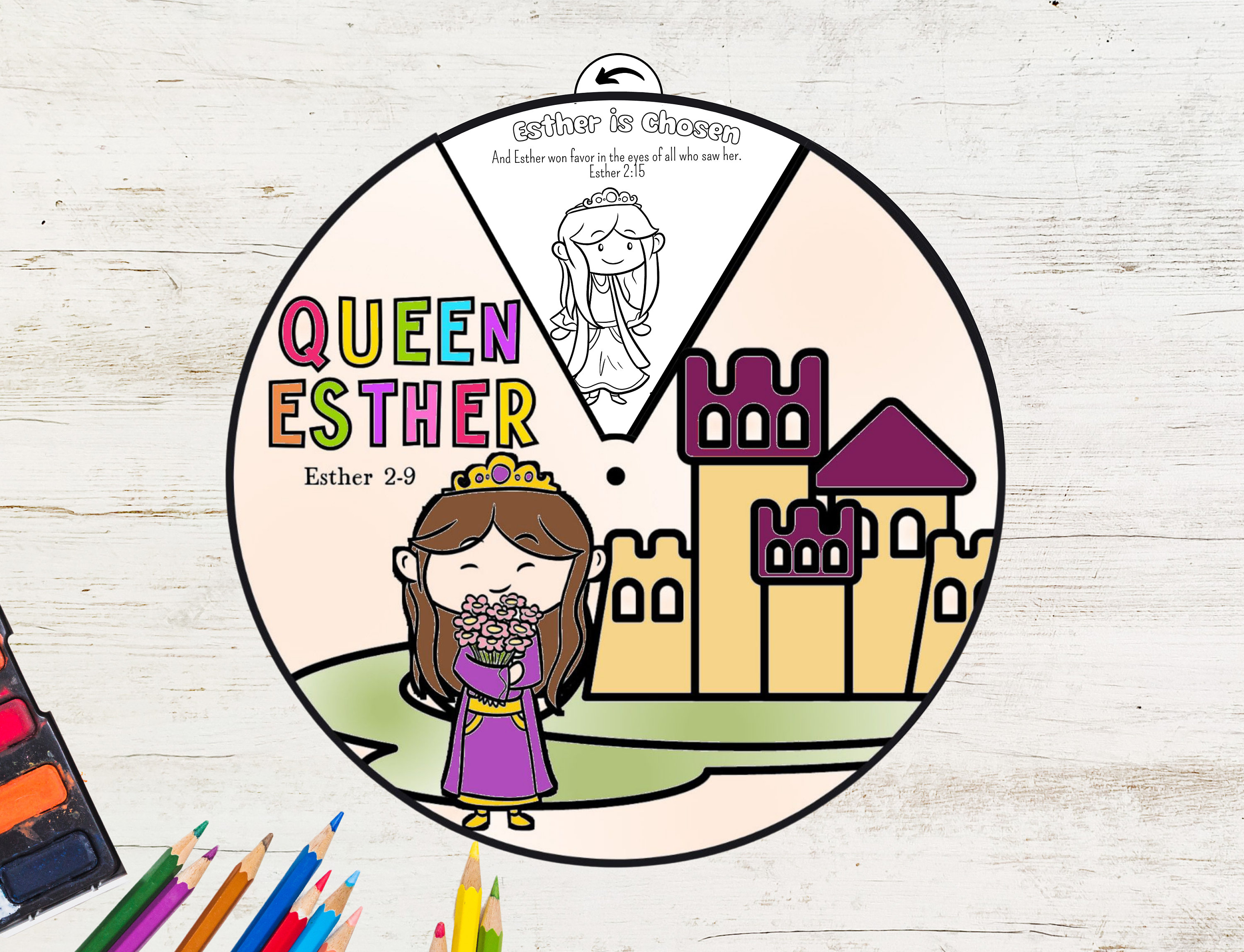 Queen Esther Coloring Wheel, Queen Esther Story Coloring Wheel ...
