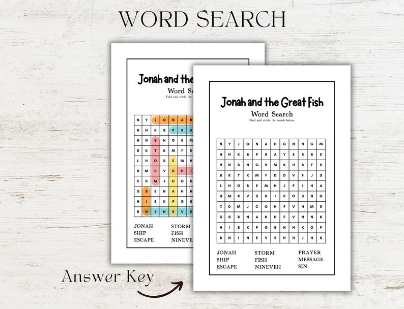 Jonah and the Great Fish Activities Pages, Jonah Story for Kid, Sunday ...