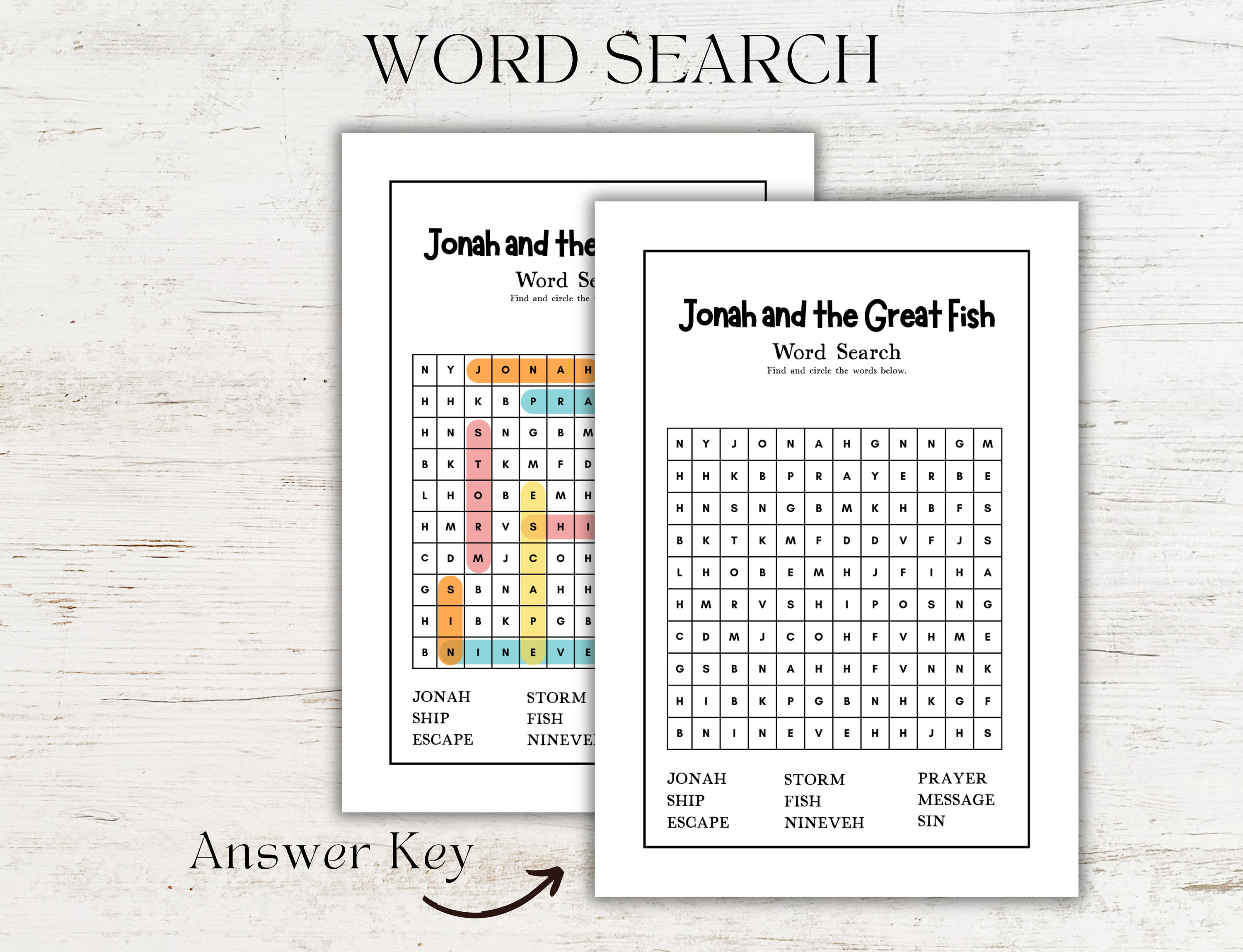 Jonah and the Great Fish Activities Pages, Jonah Story for Kid, Sunday ...