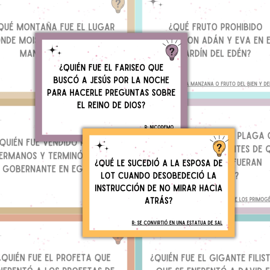 120 Tarjetas De Trivia De La Biblia ESPAÑOL Preguntas De Trivia Bíblica ...