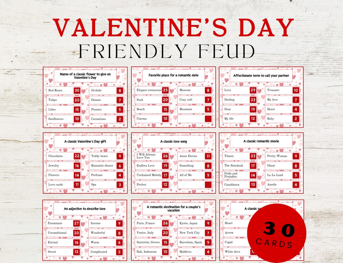 Valentines Day Friendly Feud | Valentines Day Party Game | Valentines ...