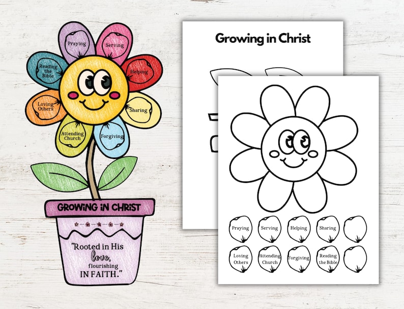 Growing in Christ Craft Activity for Kids, Bible Printable Activity ...