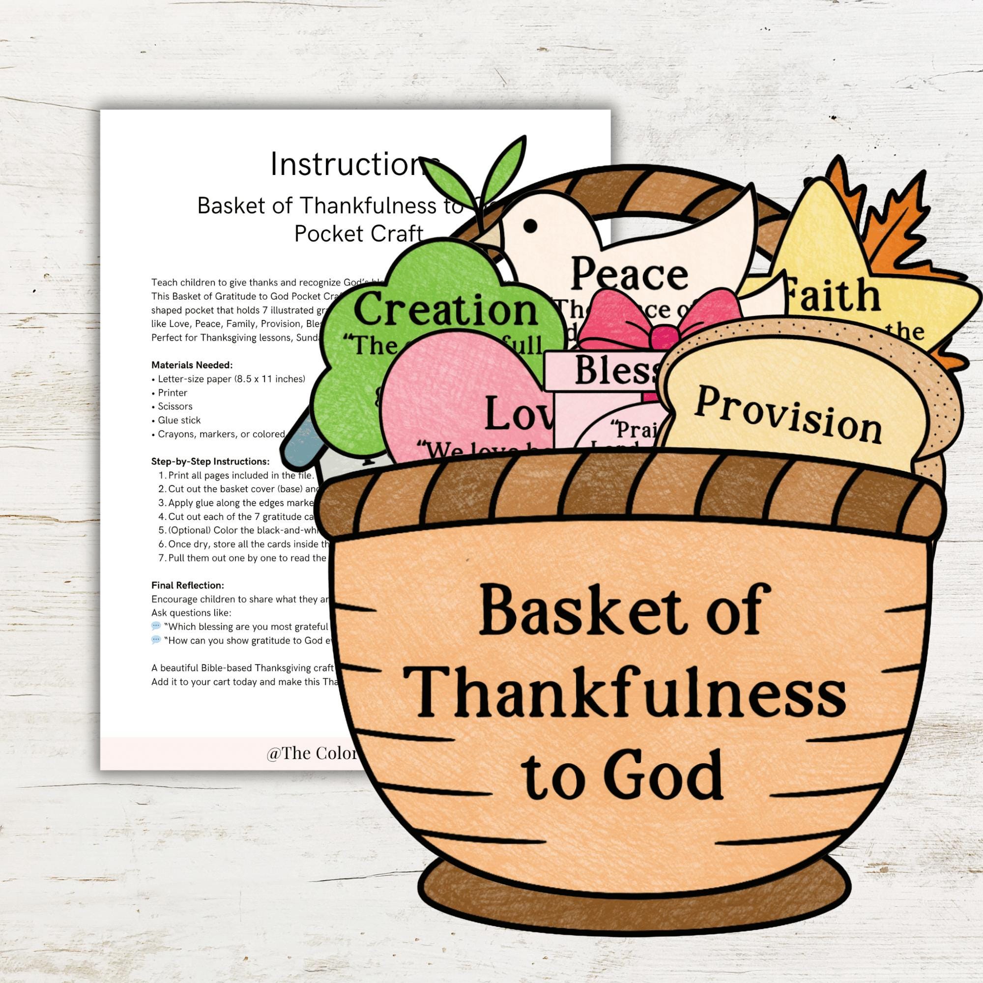 Basket of Gratitude to God Pocket Craft | Thanksgiving Bible Activity ...