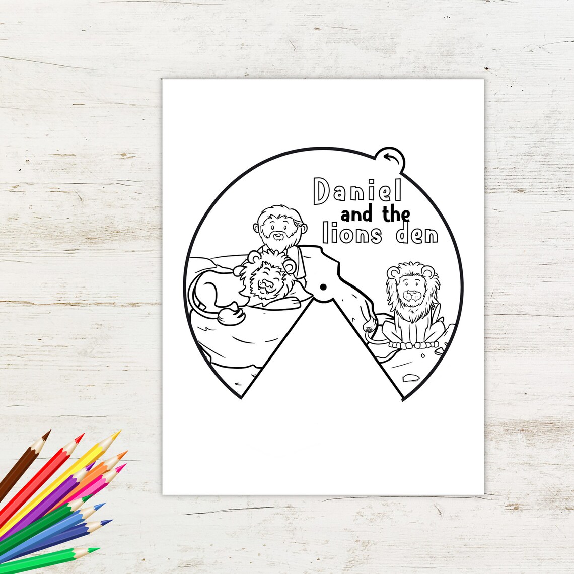 Daniel and the Lions Den Coloring Wheel Bible Story Wheel Printable Bible Activity Kids Bible ...