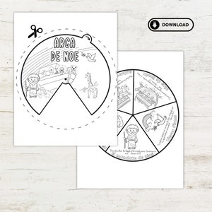 Noahs Ark Coloring Wheel SPANISH | Bible Story Activities | Printable ...
