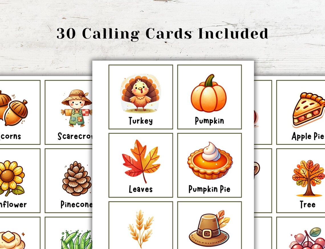 Thanksgiving Bingo, Thanksgiving Activity, Kids Thanksgiving Party Game ...
