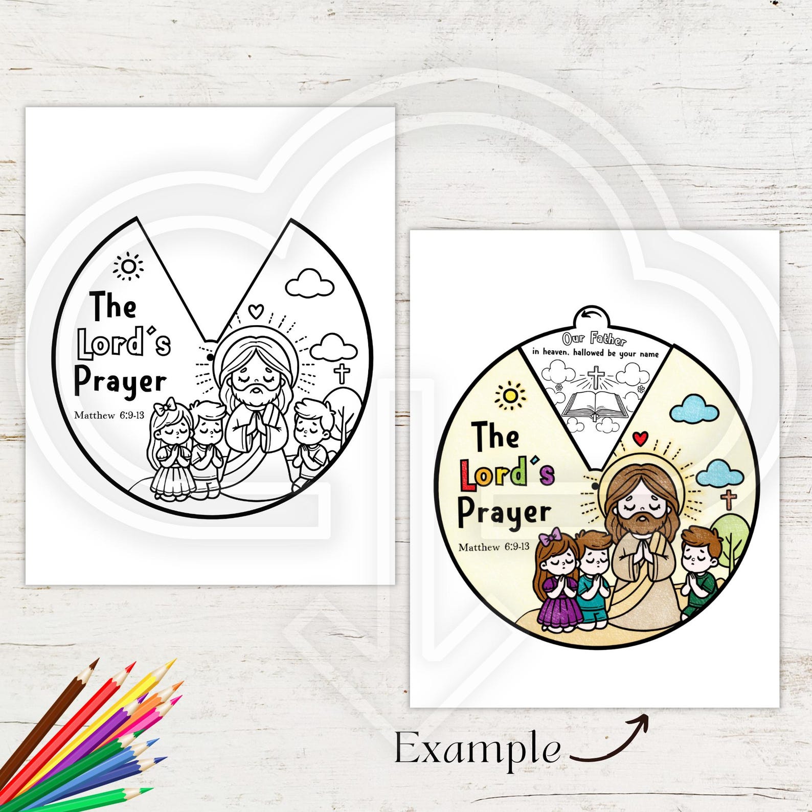 The Lord's Prayer Coloring Wheel | Printable Bible Activity ...