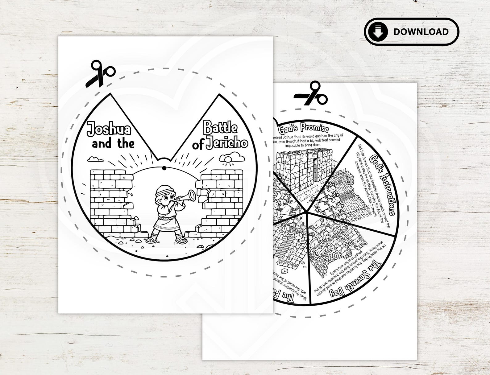 Joshua and the Battle of Jericho Coloring Wheel Bible Story Wheel ...