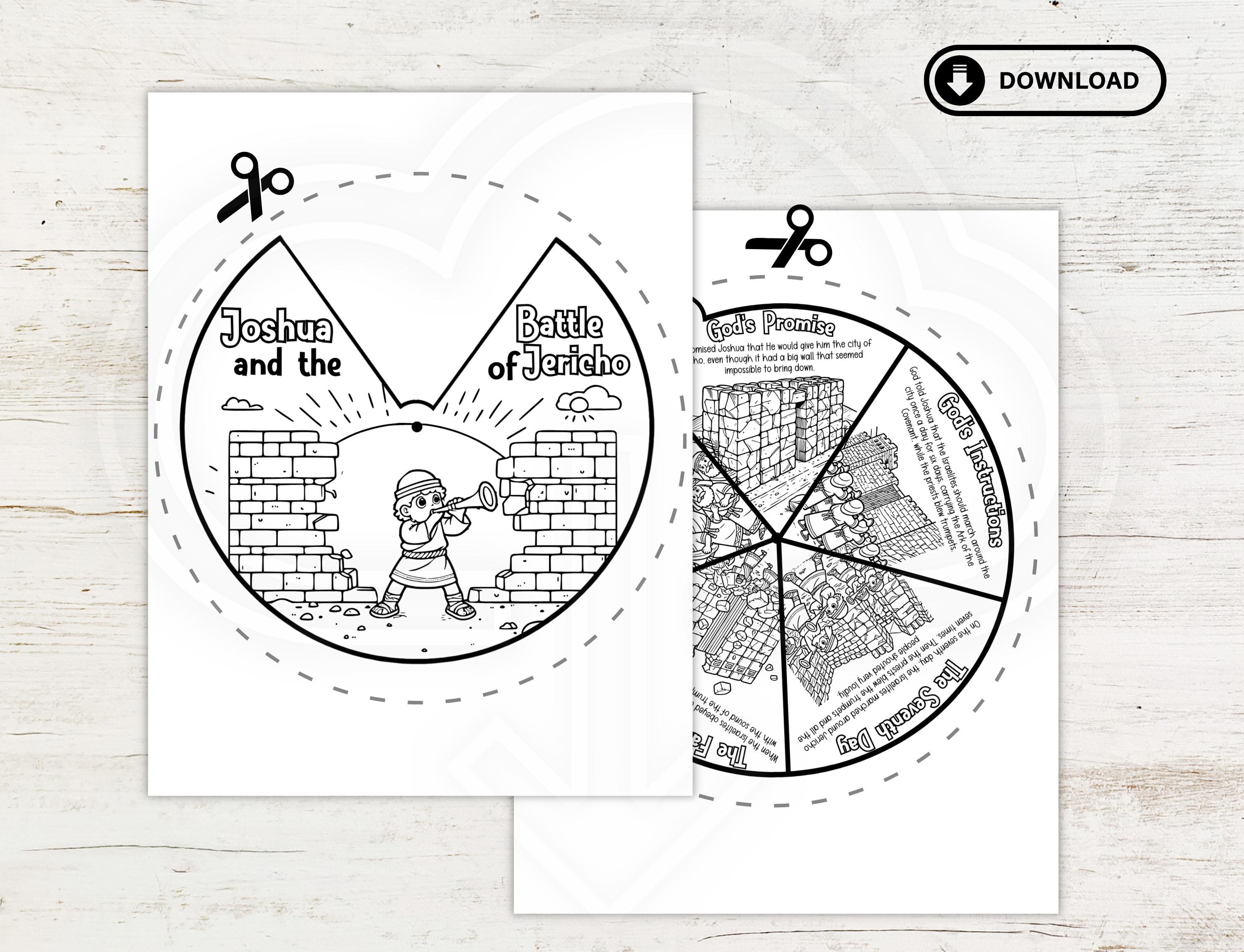 Joshua and the Battle of Jericho - Coloring Wheel | Bible Story Wheel ...