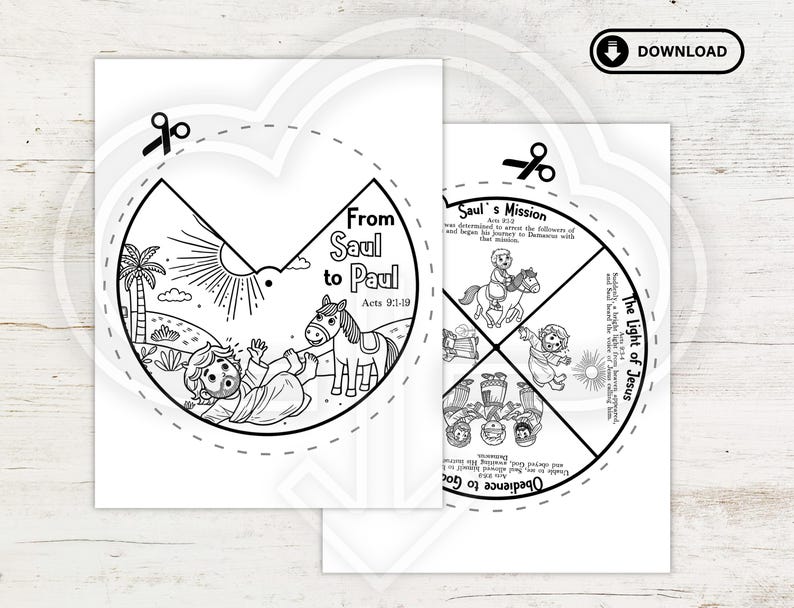 From Saul to Paul Coloring Wheel, Bible Story Activity for Kids ...
