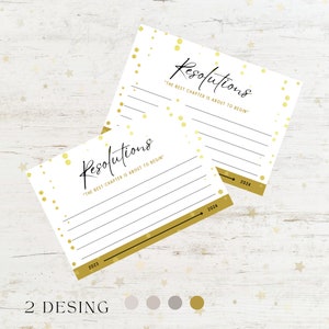 New Years Eve Resolution Cards Printable | Instant Download | NYE Party ...