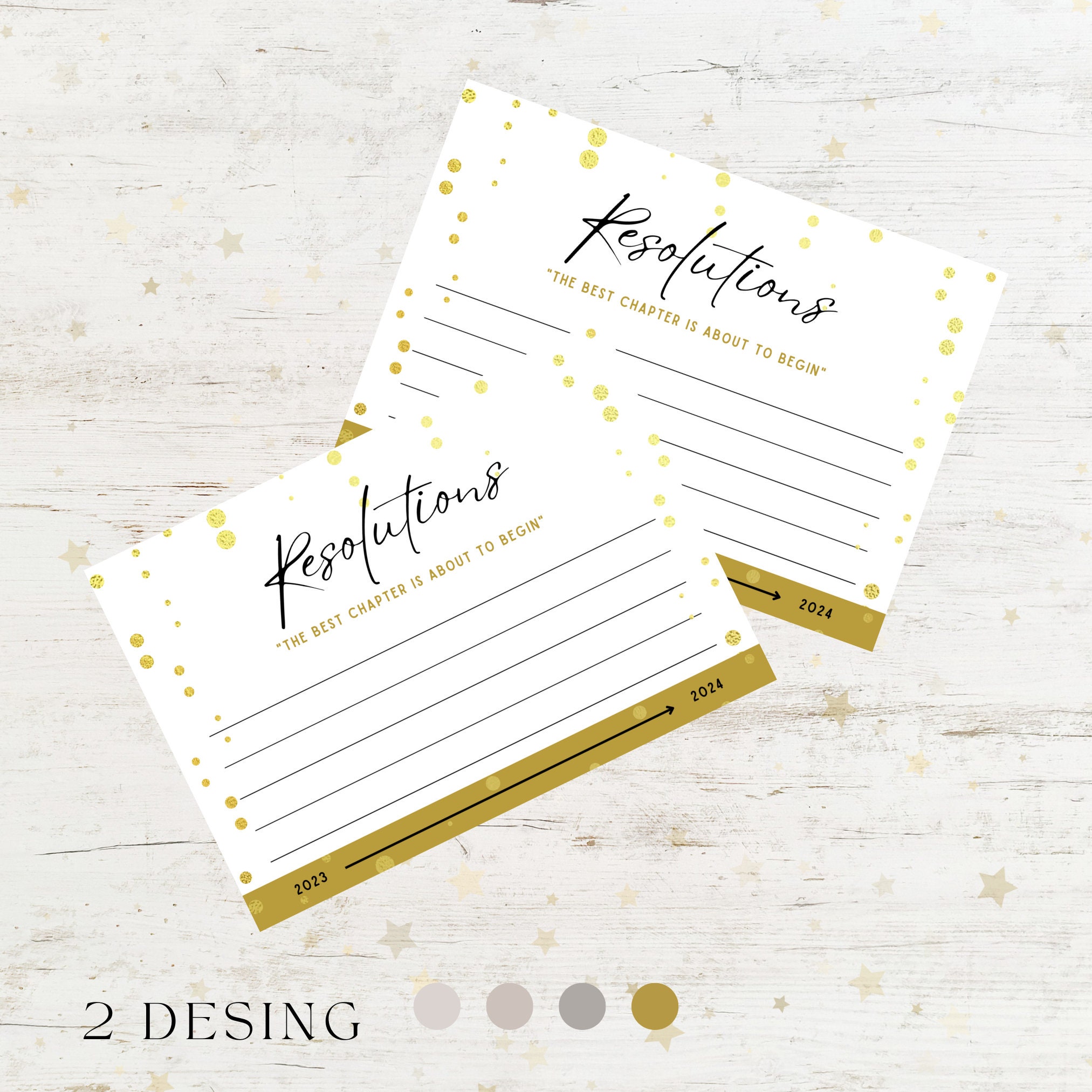 New Years Eve Resolution Cards Printable Instant Download NYE Party ...