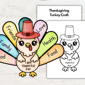 Thankful Turkey Craft for Kids, Thanksgiving Activity, Gratitude ...