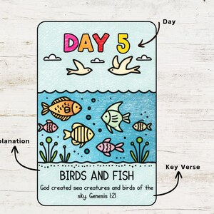 7 Days of Creation Educational Cards, Activity for Kids, Christian ...