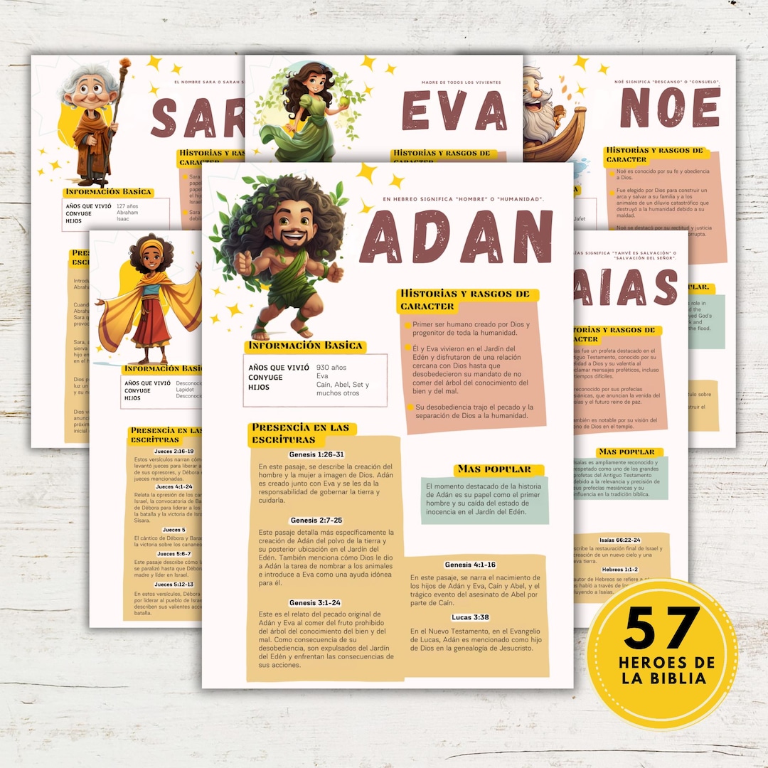 Bible Studies for Children, History of 54 Biblical Heroes IN SPANISH ...