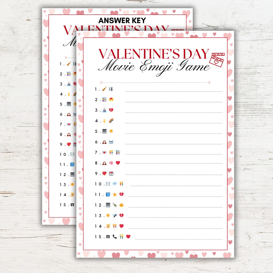 Valentines Day Movie Emoji Game | Valentines Day Party Game ...